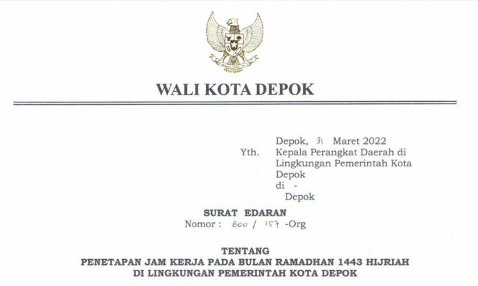 Ini Aturan Baru Jam Kerja ASN Pemkot Depok Selama Ramadhan 1443 Hijriah | Headline.co.id